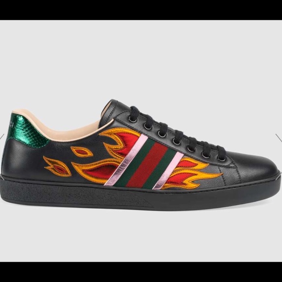 Gucci | Shoes | Ace Sneakers With Flames | Poshmark